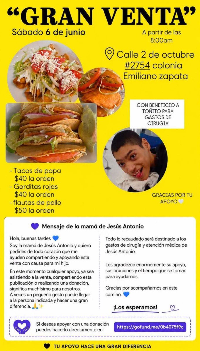 Gran venta de antojitos mexicanos en apoyo a Jesús Antonio | Omnia